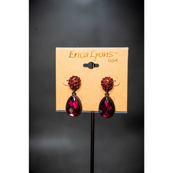 Erica Lyons | Jewelry | Erica Lyons Red Jewel Earrings | Poshmark